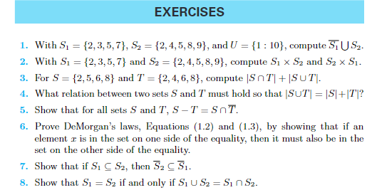 Solved EXERCISESWith S1={2,3,5,7},S2={2,4,5,8,9}, ﻿and | Chegg.com