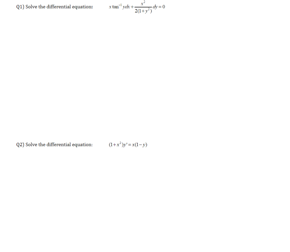 Solved Q1) Solve the differential equation: | Chegg.com
