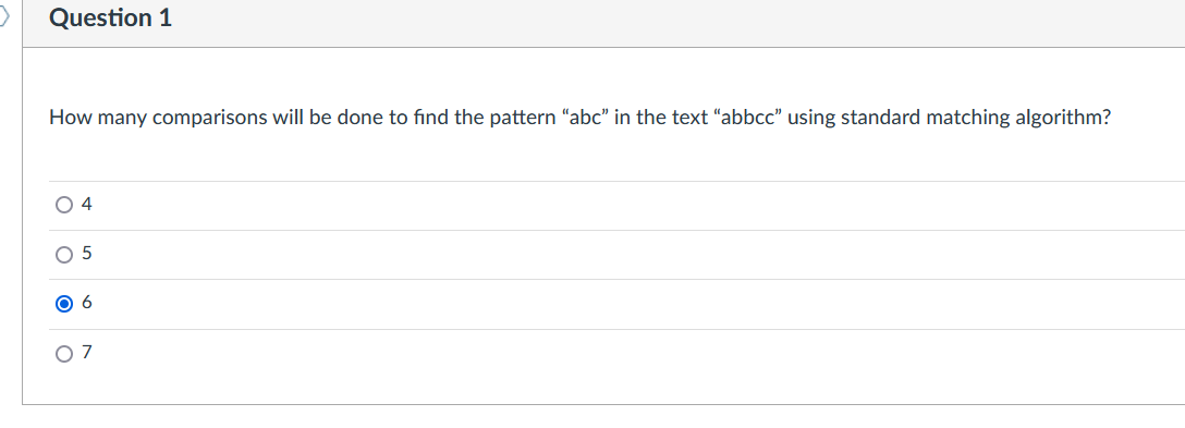 Solved How many comparisons will be done to find the pattern | Chegg.com