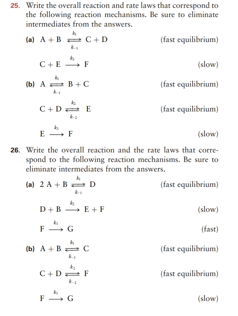 Solved 25. Write the overall reaction and rate laws that | Chegg.com