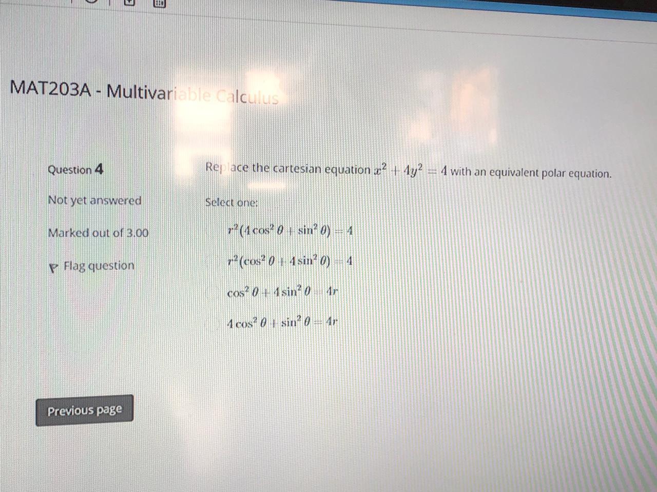 Solved MAT203A - Multivariable Calculus Question 4 Replace | Chegg.com