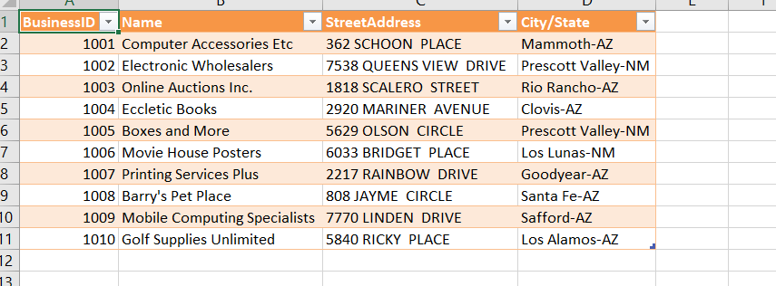 Solved The City/State data is organized with the city | Chegg.com