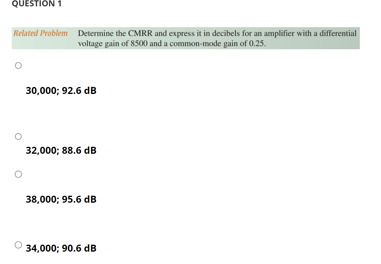 Solved Related Problem Determine the CMRR and express it in | Chegg.com