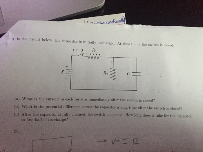 Solved In the circuit below, the capacitor is initially | Chegg.com