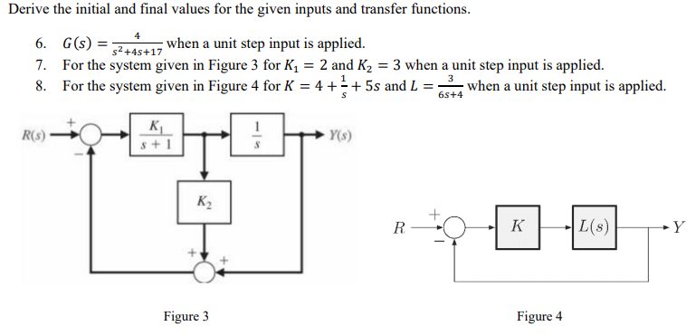 Solved Derive the initial and final values for the given | Chegg.com