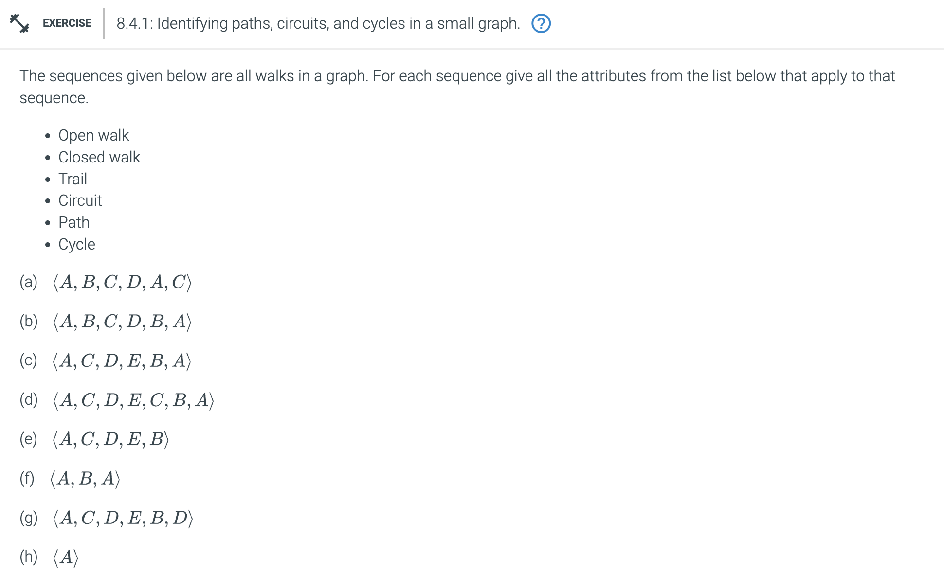Solved by an EXPERT The sequences given below are all walks in ﻿a graph. | Chegg.com