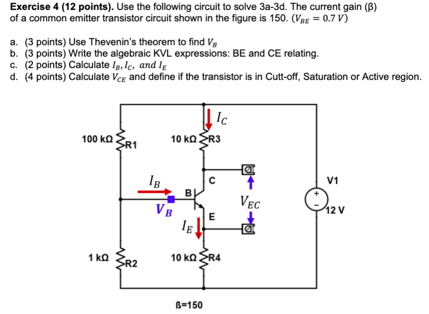 Solved Exercise 4 (12 points). Use the following circuit to | Chegg.com