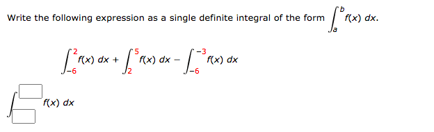 Solved Write the following expression as a single definite | Chegg.com