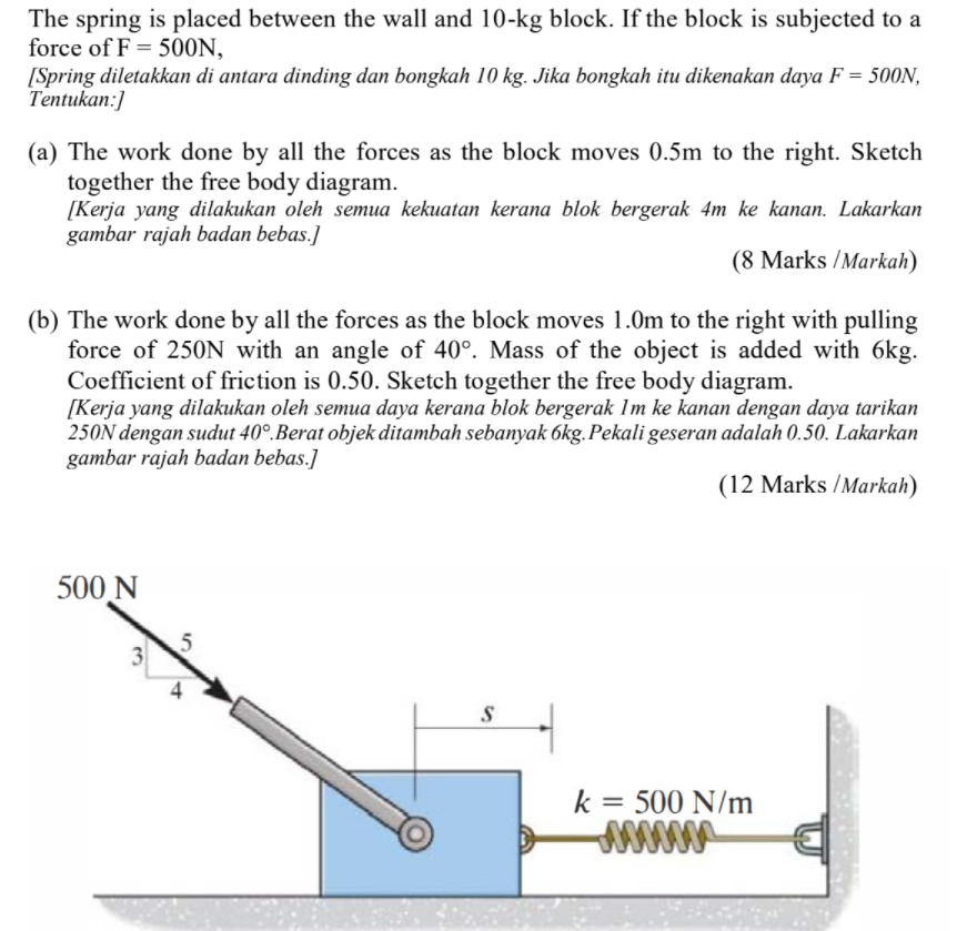 Solved The spring is placed between the wall and 10-kg | Chegg.com