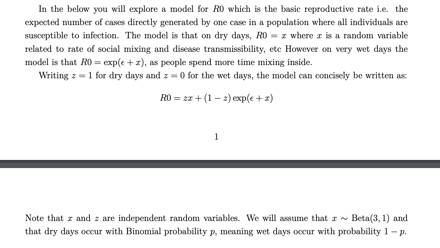 In the below you will explore a model for R0 which is | Chegg.com