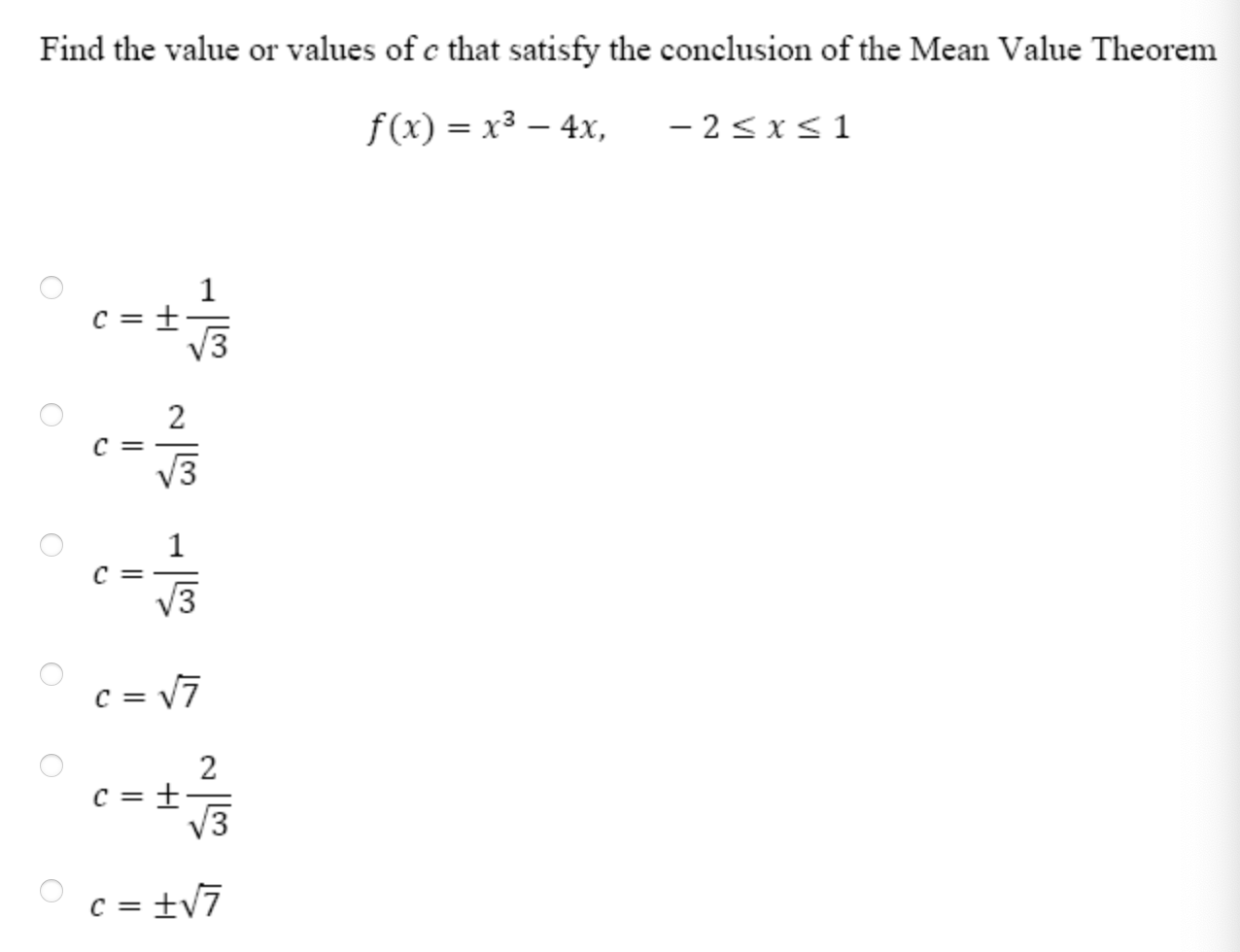Solved Find the value or values of c ﻿that satisfy the | Chegg.com