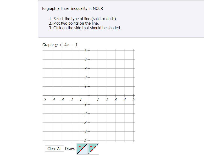 Solved To graph a linear inequality in MOER 1. Select the | Chegg.com