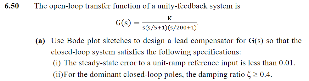 Solved The open-loop transfer function of a unity-feedback | Chegg.com