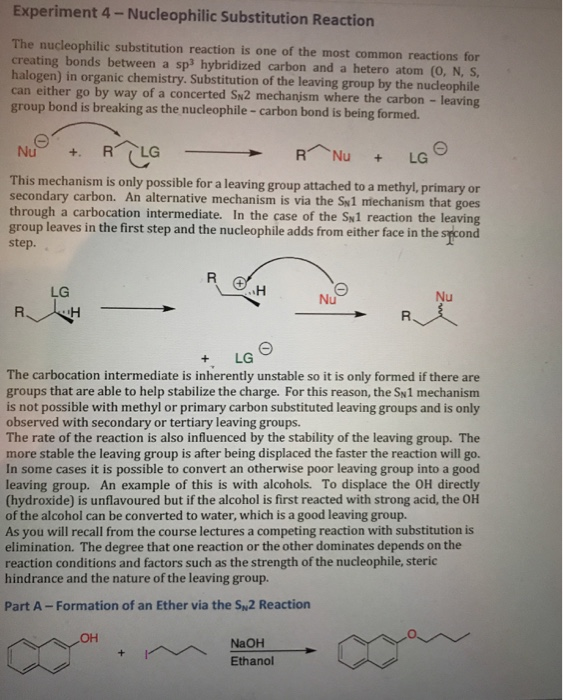 Solved Experiment 4-Nucleophilic Substitution Reaction The | Chegg.com