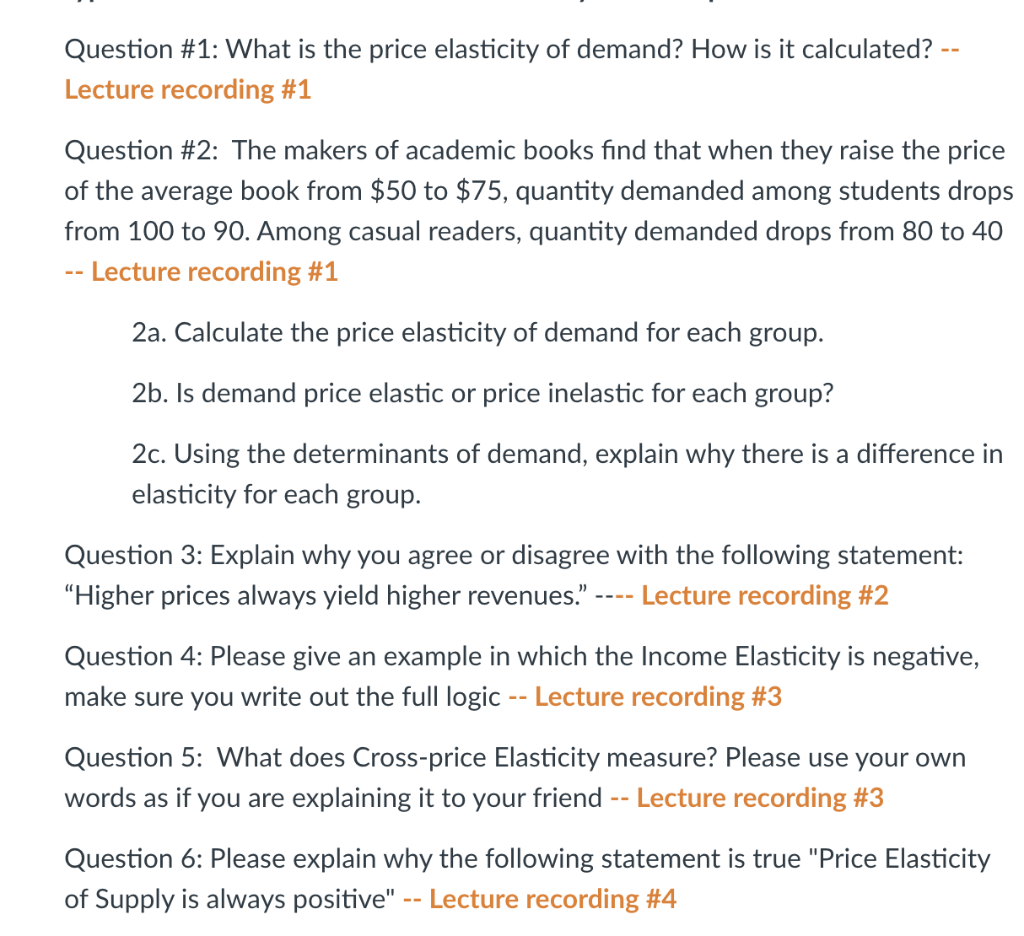 Solved Question #1: What is the price elasticity of demand? | Chegg.com