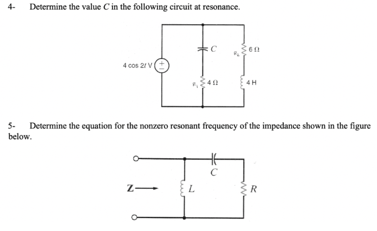 Solved 4- Determine the value C in the following circuit at | Chegg.com