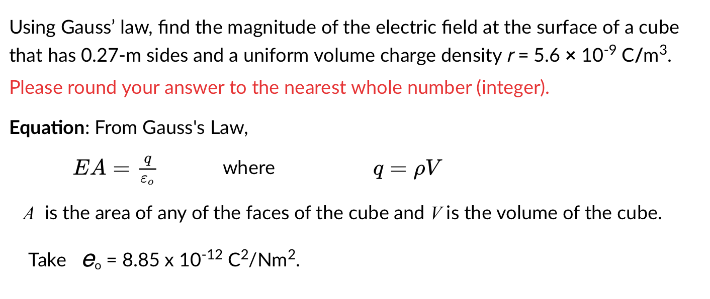 Solved Using Gauss' law, find the magnitude of the electric | Chegg.com