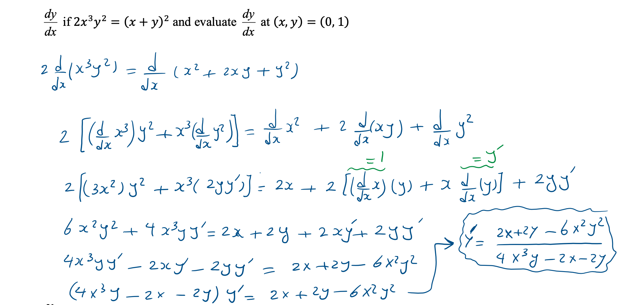 Solved \\( \\begin{array}{l}\\frac{d y}{d x} \\text { if } 2 | Chegg.com
