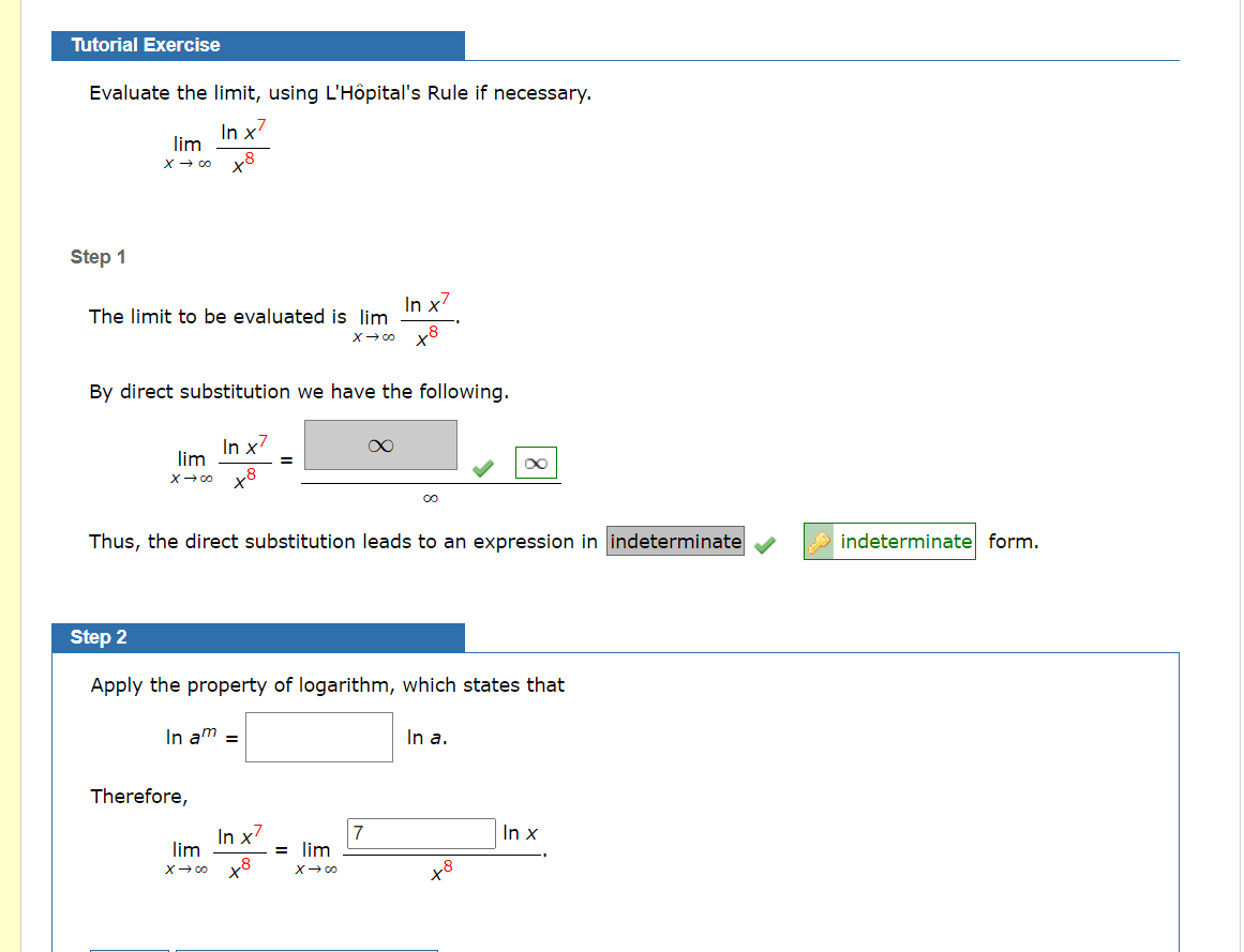 Solved Tutorial Exercise Evaluate the limit, using | Chegg.com
