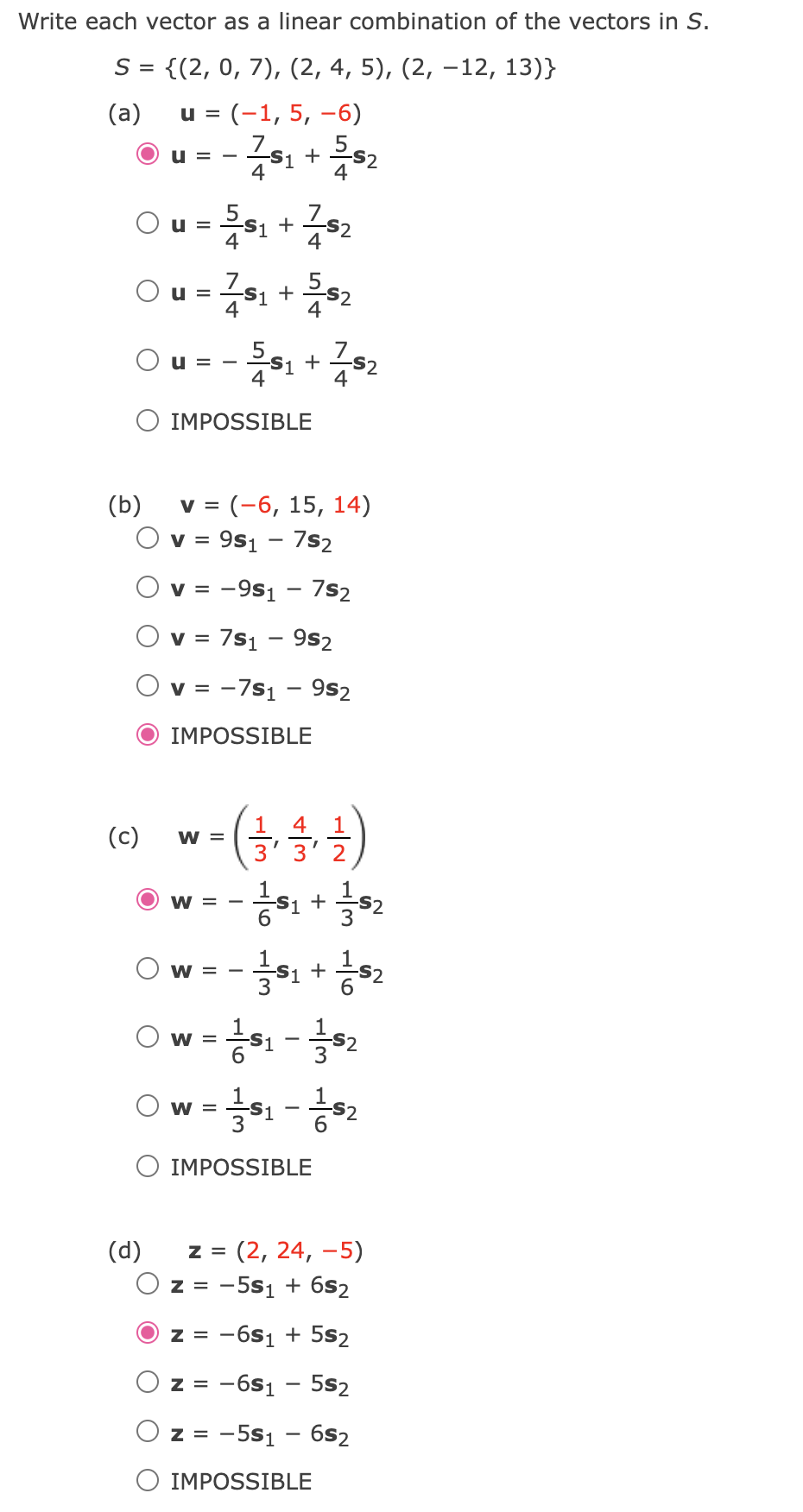 Solved Write each vector as a linear combination of the | Chegg.com