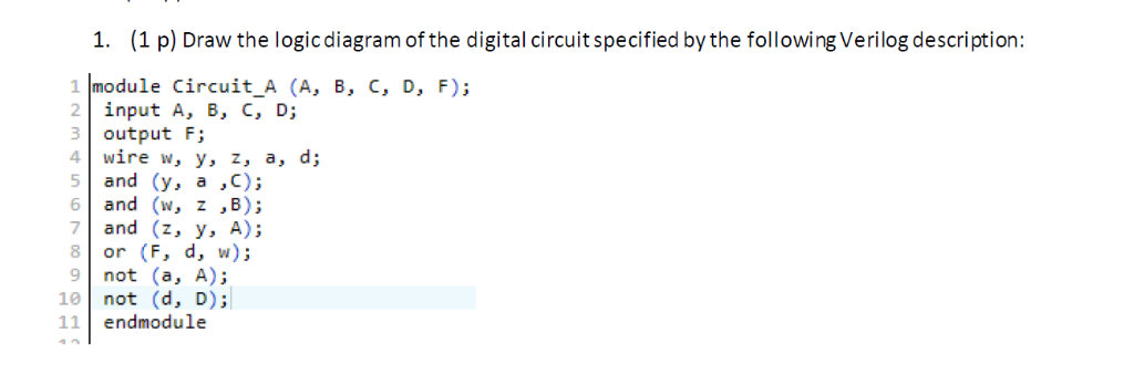 Solved 1 1 P Draw Logicdiagram Digital Circuit Specified Following Verilog Description 1 7846