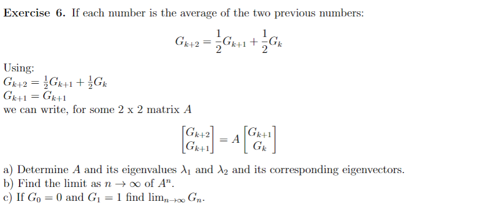 Solved Exercise 6. If each number is the average of the two | Chegg.com
