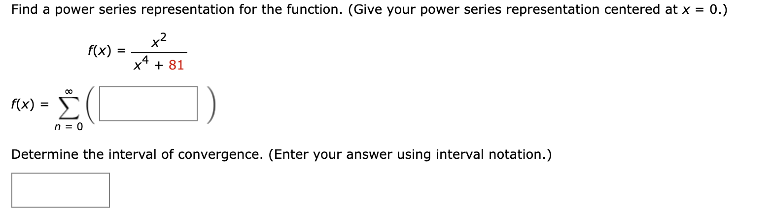 Find a power series representation for the function. | Chegg.com