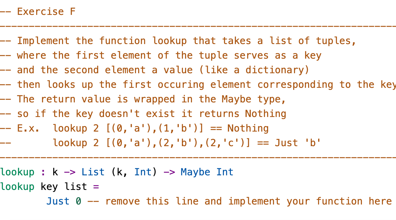 Solved ELM : Exercise FImplement the function lookup that | Chegg.com