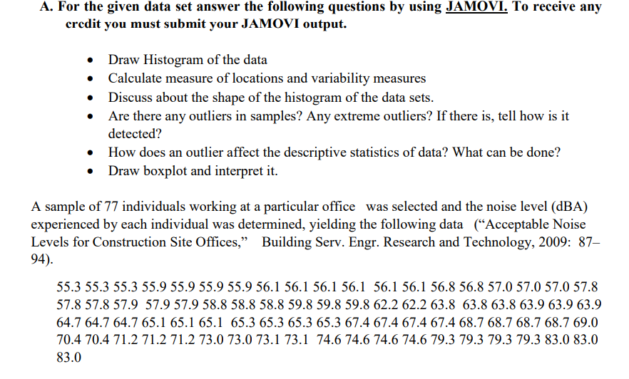 A. For the given data set answer the following | Chegg.com