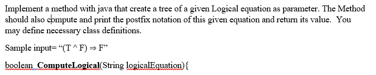 Solved Implement a method with java that create a tree of a | Chegg.com