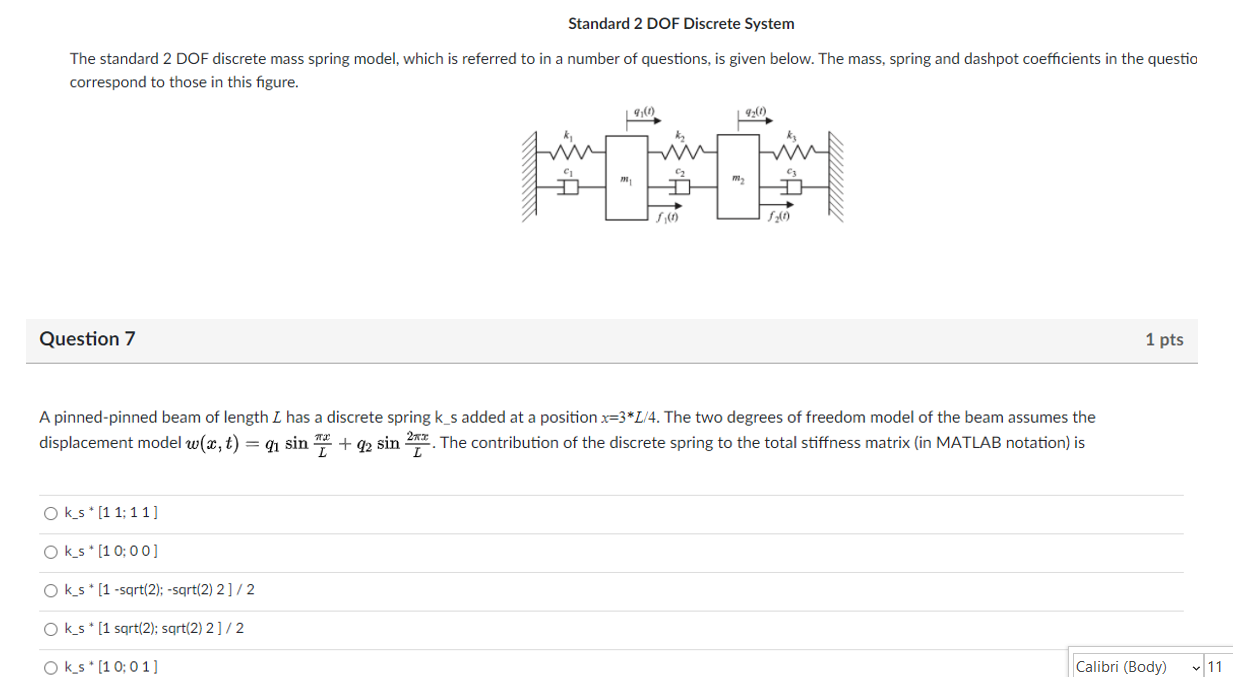 Standard 2 DOF Discrete System The standard 2 DOF | Chegg.com