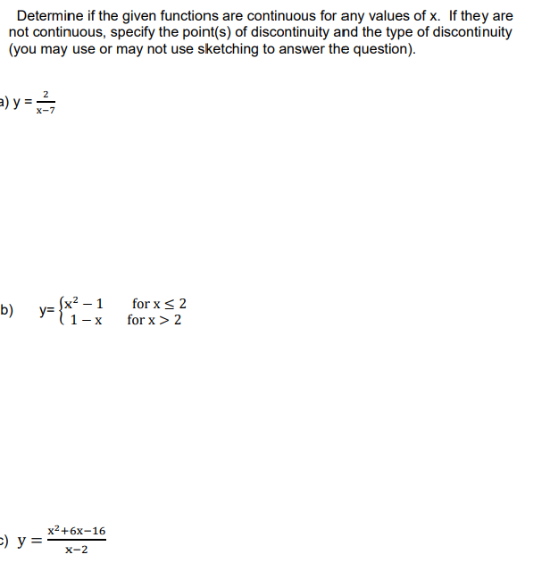 Solved Determine if the given functions are continuous for | Chegg.com