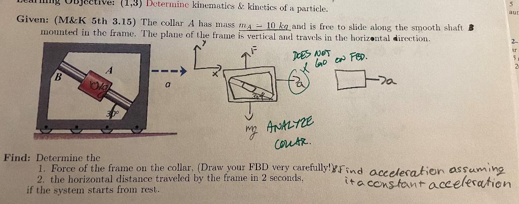 Solved 5 aut ive: (1,3) Determine kinematics & kinetics of a | Chegg.com