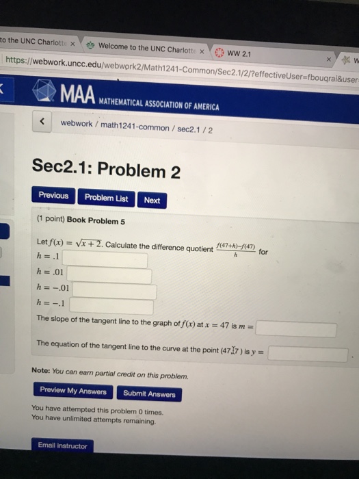 Solved webwork.uncc.edu/webwork2/Math1241-Common/Sec2.1/1 At | Chegg.com