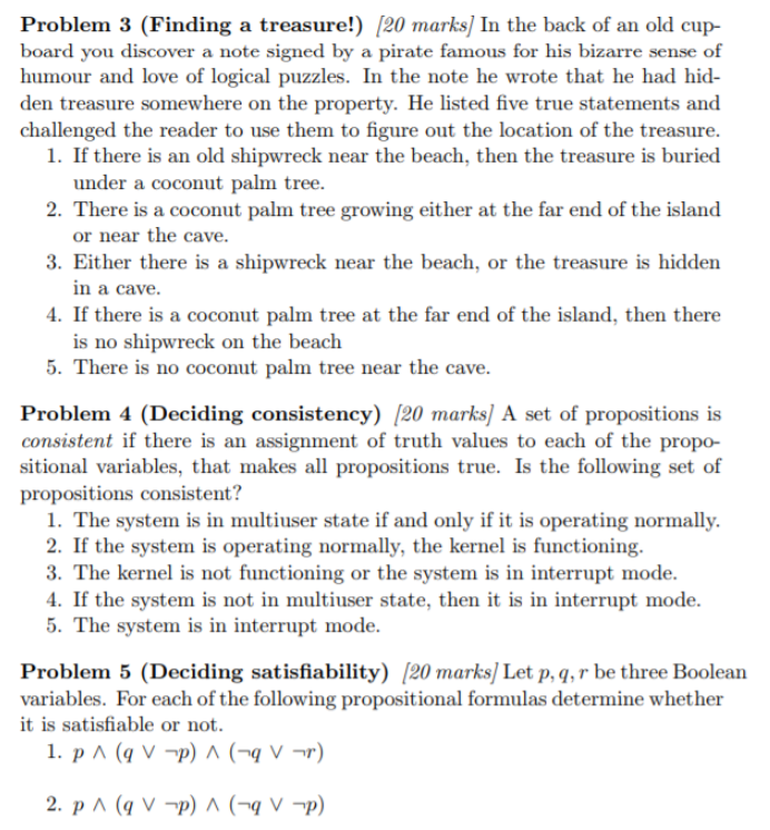 Solved Problem 3 (Finding a treasure!) [20 marks/ In the | Chegg.com