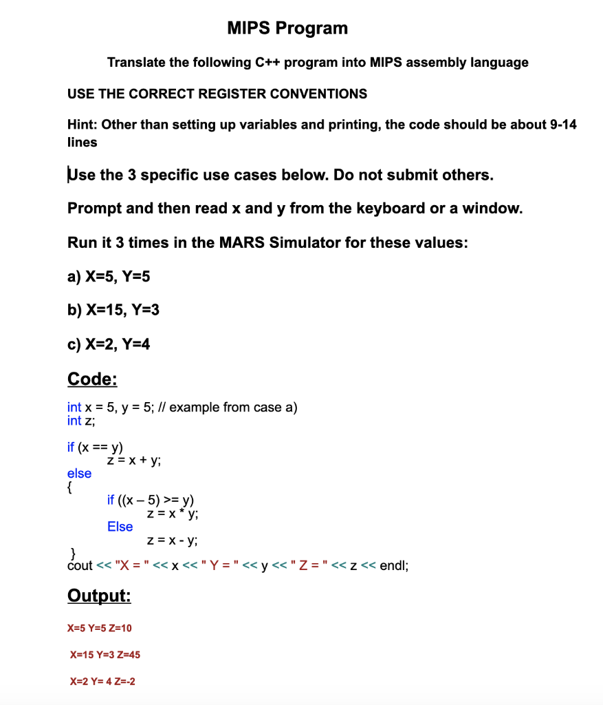 MIPS Program Translate the following C++ program into | Chegg.com MIPS Program Translate the following C++ program into | Chegg.com