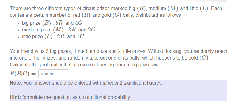 Solved There are three different types of circus prizes | Chegg.com