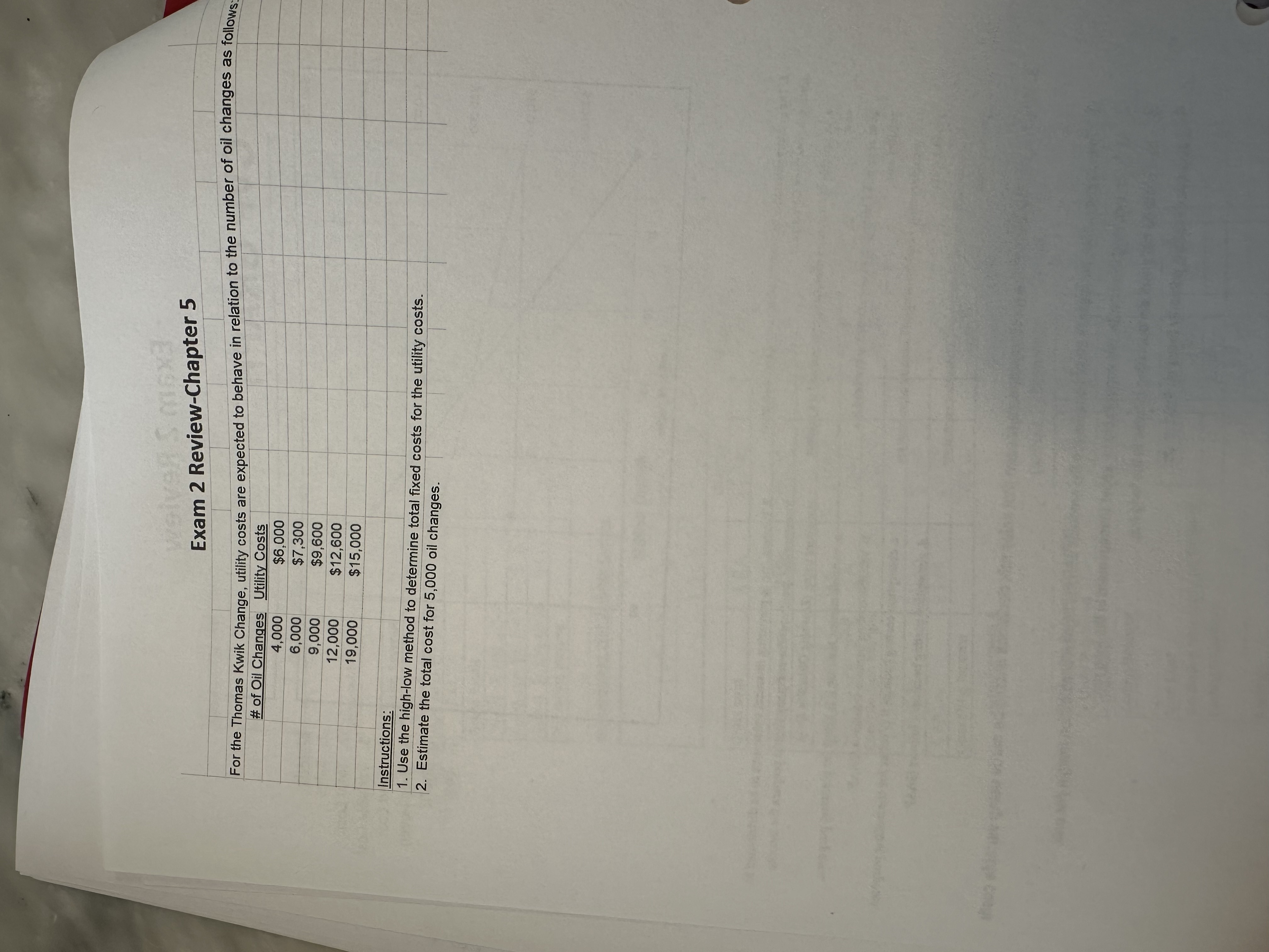 Solved Exam 2 ﻿Review-Chapter 5For the Thomas Kwik Change, | Chegg.com