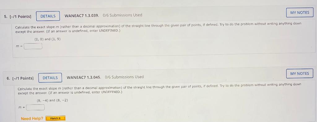 Solved [-/1 Points] WANEAC7 1.3.039. 0/6 Submissions Used | Chegg.com