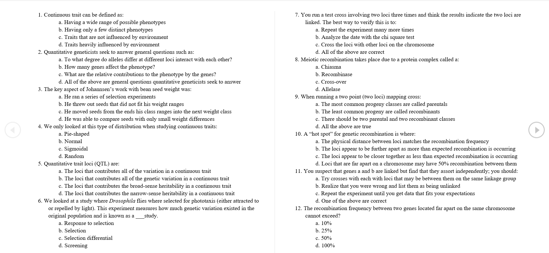 Solved 1. Continuous trait can be defined as: a. Having a | Chegg.com
