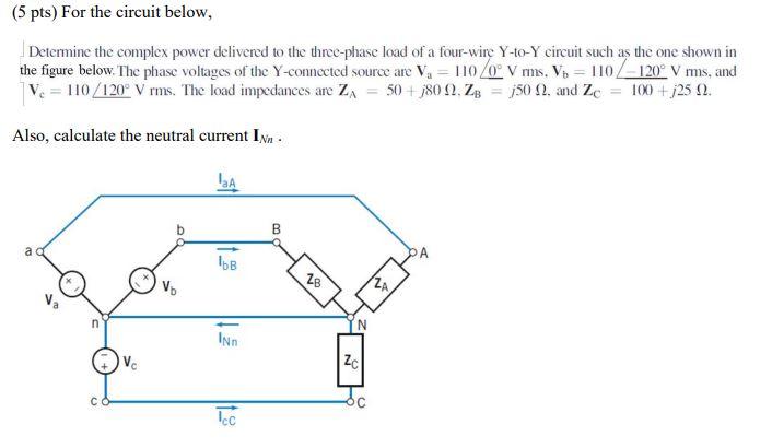 Solved (5 pts) For the circuit below, Determine the complex | Chegg.com