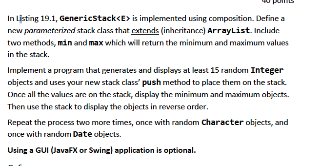 In Listing 19.1, Genericstack is implemented using | Chegg.com