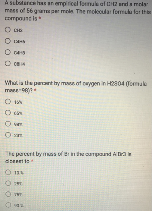 Solved A substance has an empirical formula of CH2 and a | Chegg.com