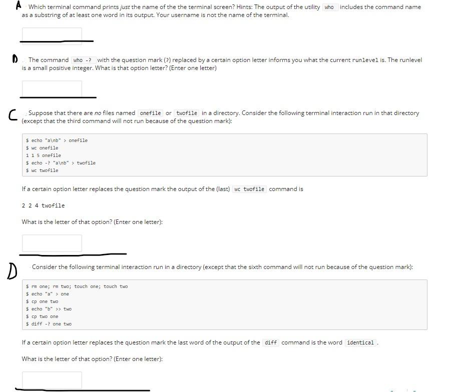 Solved A Which terminal command prints just the name of the | Chegg.com