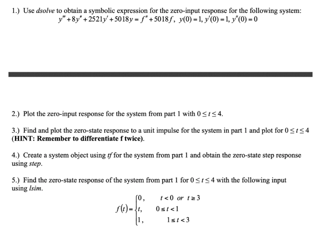 1.) Use dsolve to obtain a symbolic expression for | Chegg.com