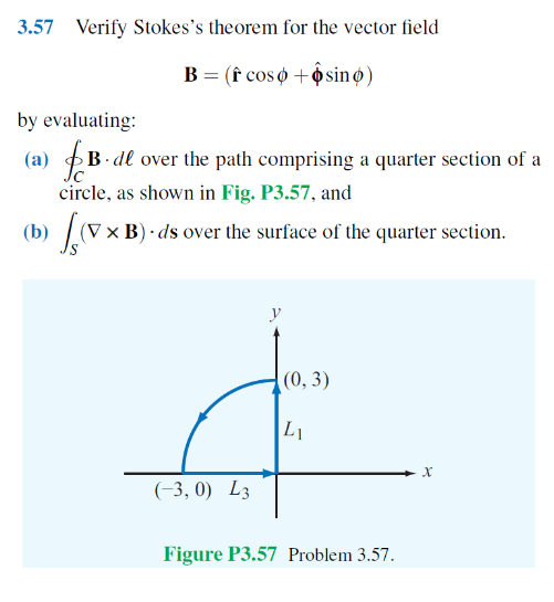 Solved 3.57 Verify Stokes's theorem for the vector field B = | Chegg.com