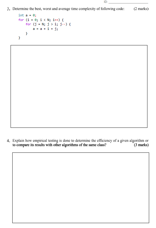 Solved ID: (2 marks) 3. Determine the best, worst and | Chegg.com