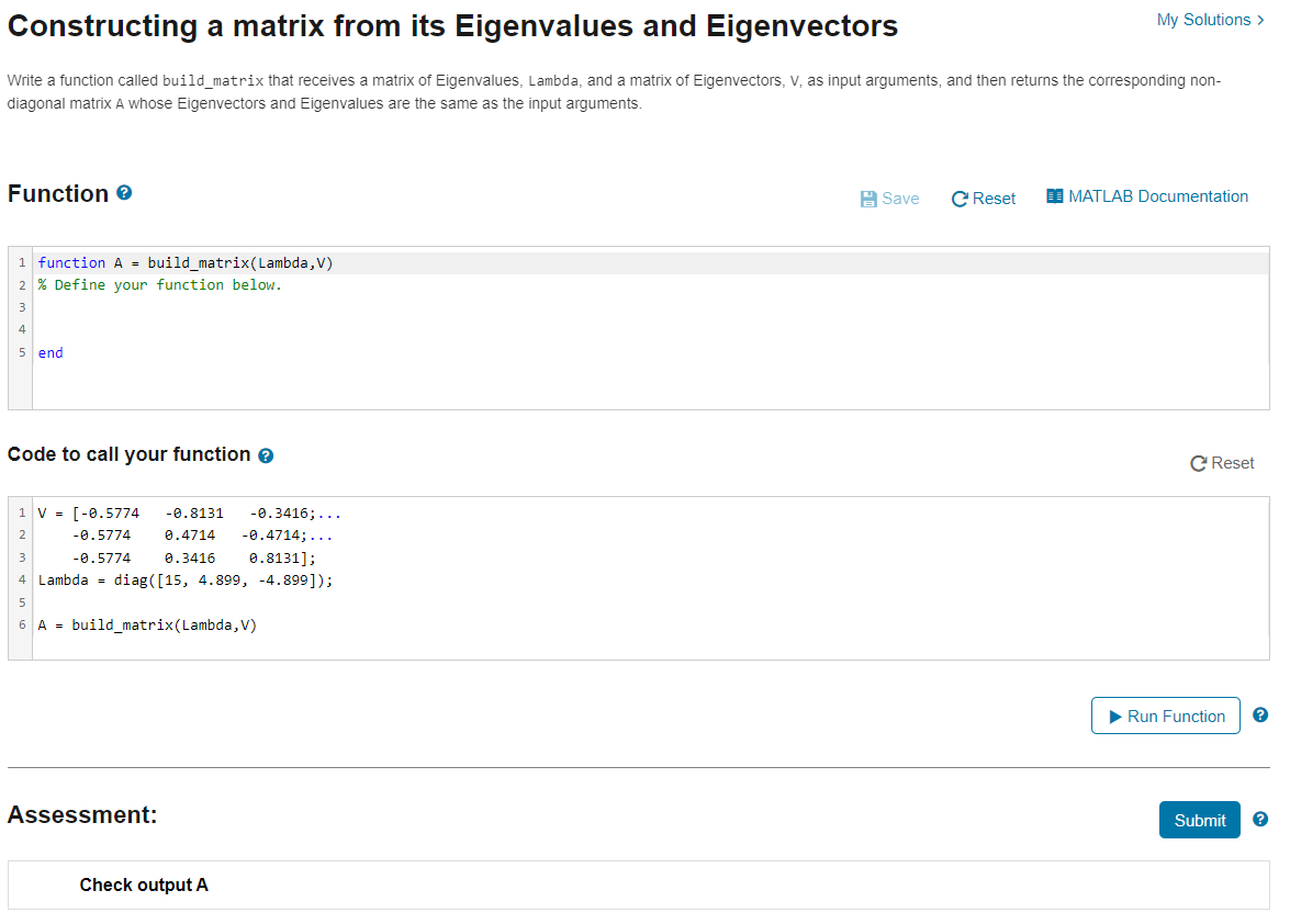 Solved Constructing a matrix from its Eigenvalues and | Chegg.com