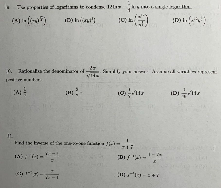 Solved 9. Use properties of logarithms to condense | Chegg.com