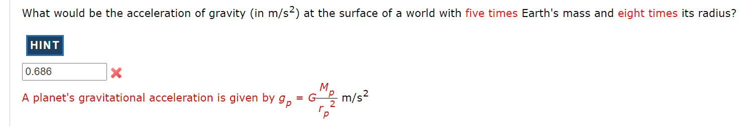 Solved What would be the acceleration of gravity (in m/s2) | Chegg.com
